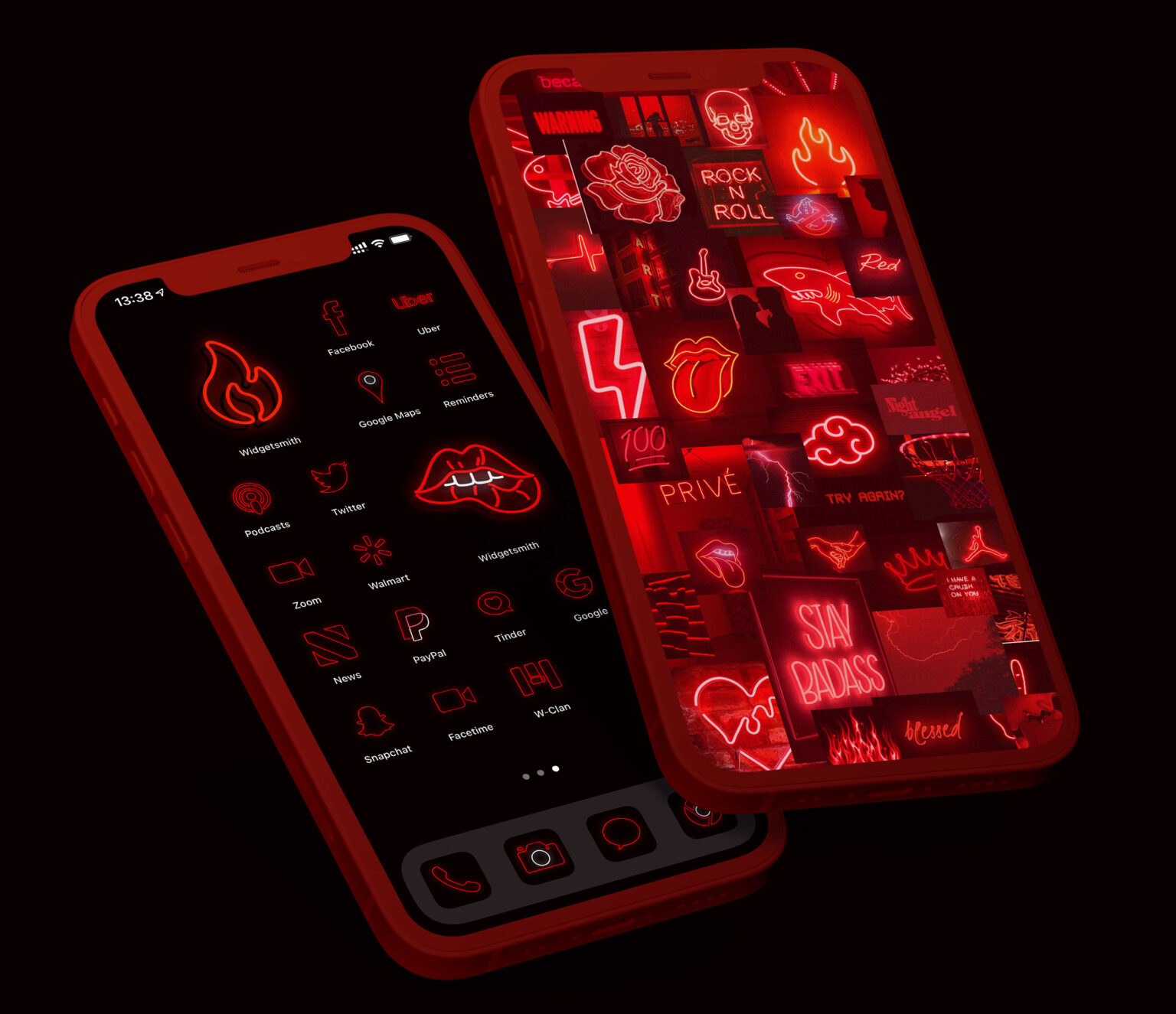 Red Neon App Icons for iOS 14 & Android - Custom App Icons - Free Icons