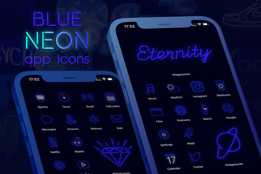 White Neon App Icons iOS 14 - Free Download Aesthetic Neon App Icons