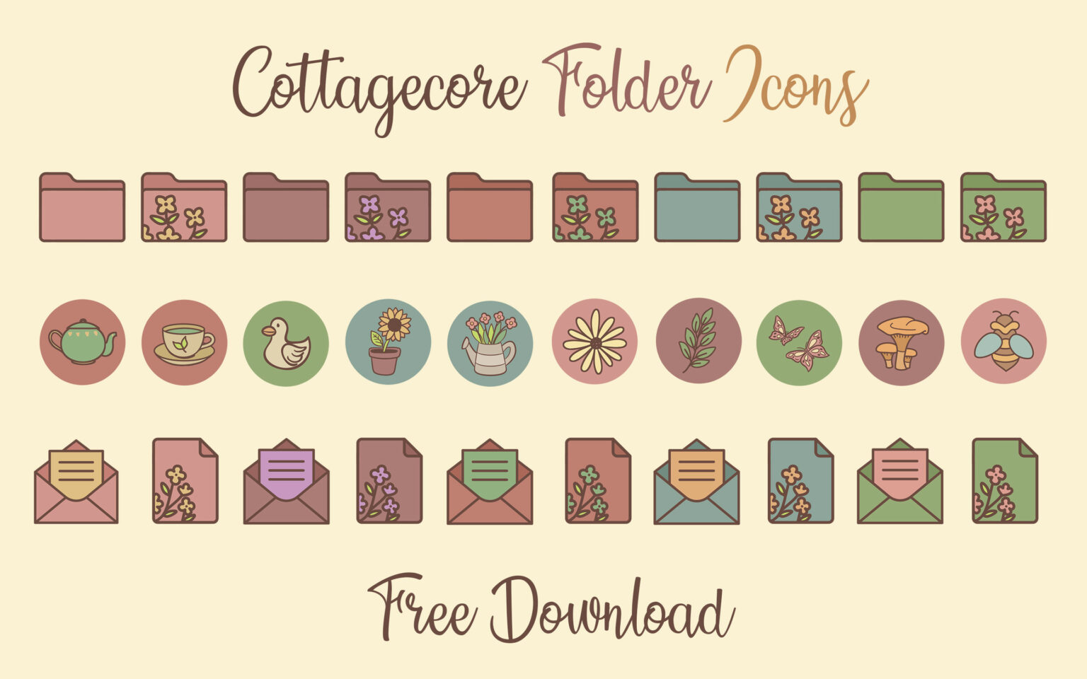 Cottagecore Aesthetic Folder Icons for Mac & Windows - Free 🧚🏻‍♀️🌱