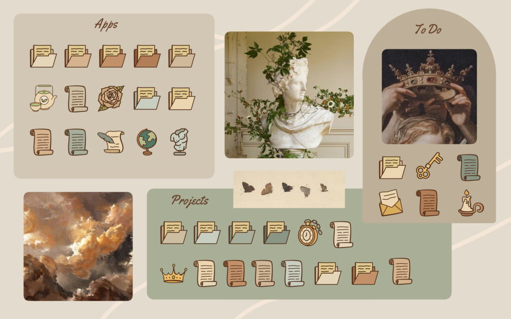 Light Academia Aesthetic Folder Icons Mac - Free Desktop Icons