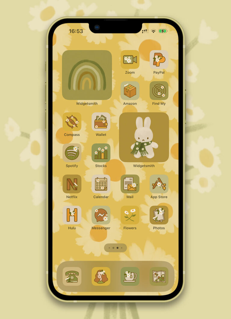 Aesthetic Daisy Flower App Icons iOS - Green App Icons for iPhone