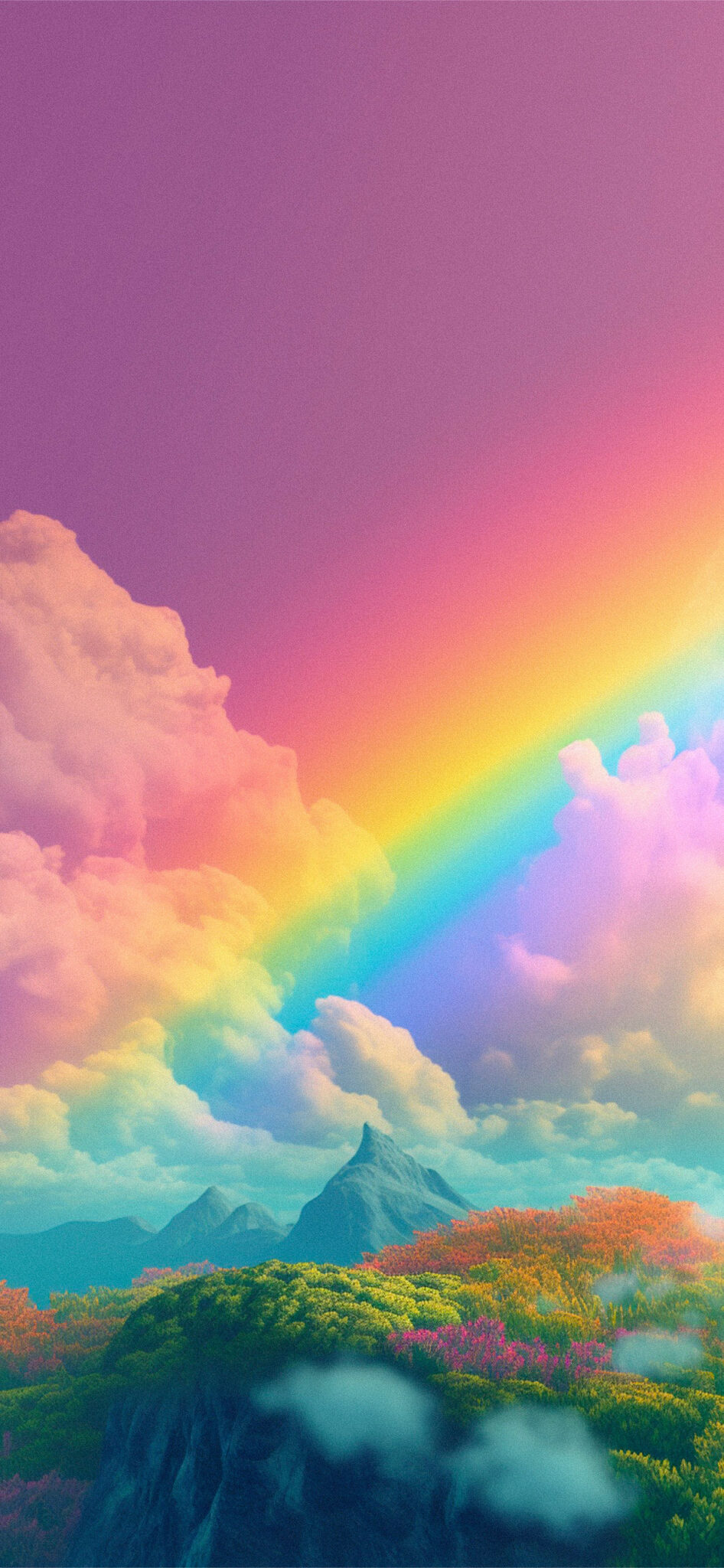 Rainbow in Pink Sky Wallpaper - Aesthetic Rainbow Wallpaper HD