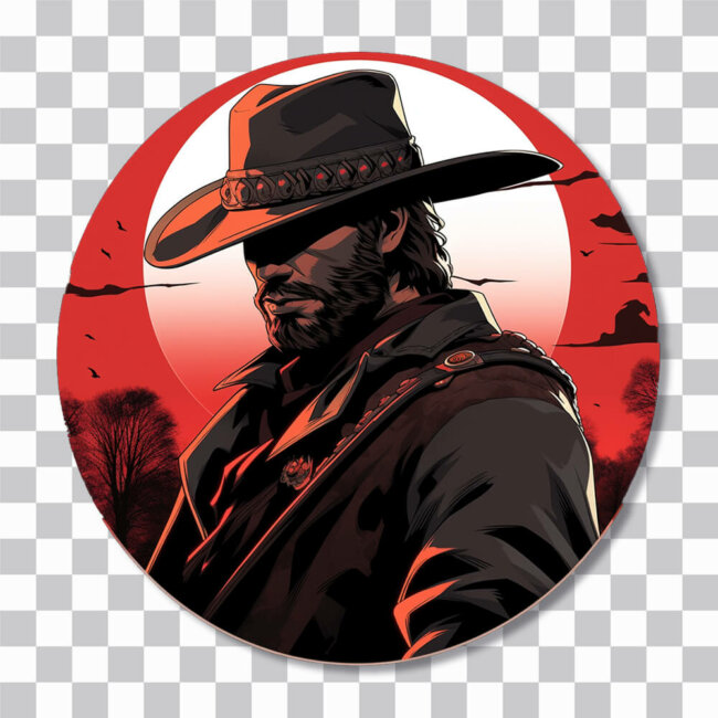 Red Dead Redemption 2 Arthur Red Round Sticker - Free Download