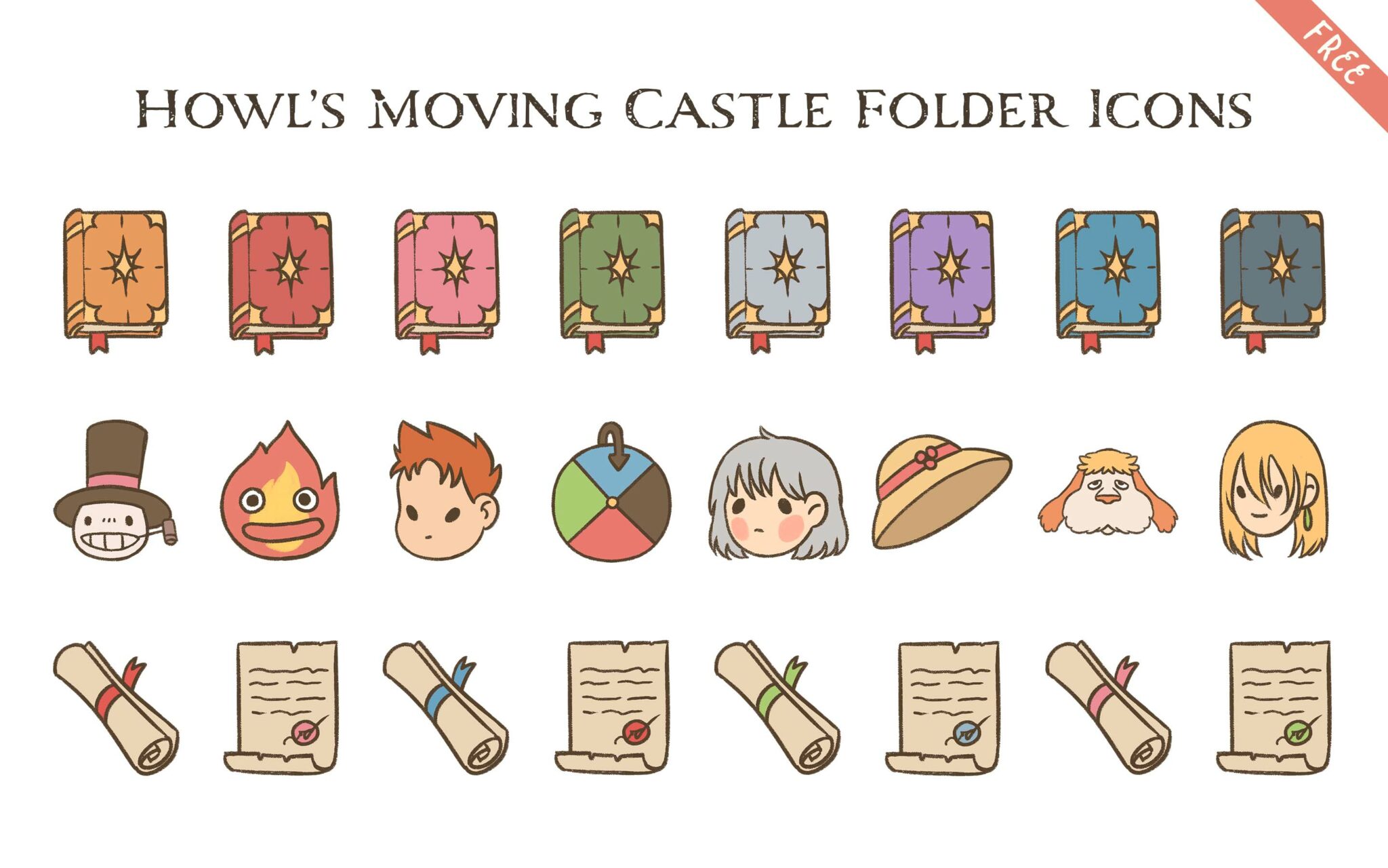 Howl's Moving Castle Folder Icons - Ghibli Windows & Mac Icons