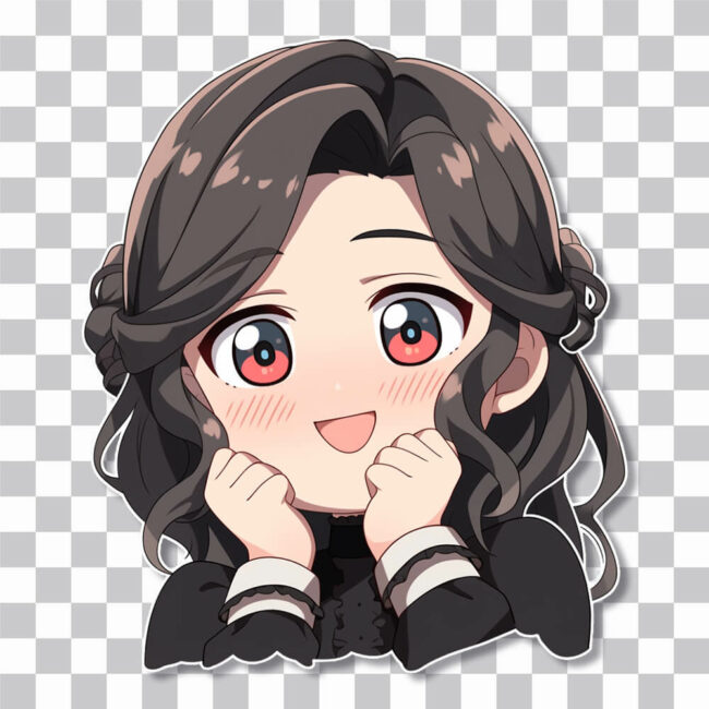 Anime Girl with Pink Eyes Sticker - Free Download Anime Sticker