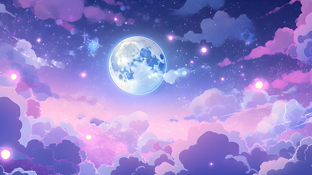 Purple Clouds & Space Moon Desktop Wallpaper - Space Wallpaper