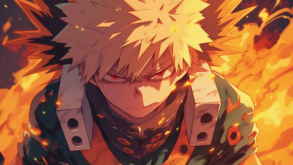MHA Katsuki Bakugo Fiery Desktop Wallpaper - MHA 4K Wallpaper