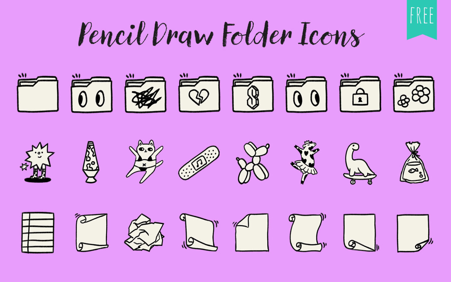Pencil Draw Folder Icons ️📁 - FREE Windows & Mac Folder Icons