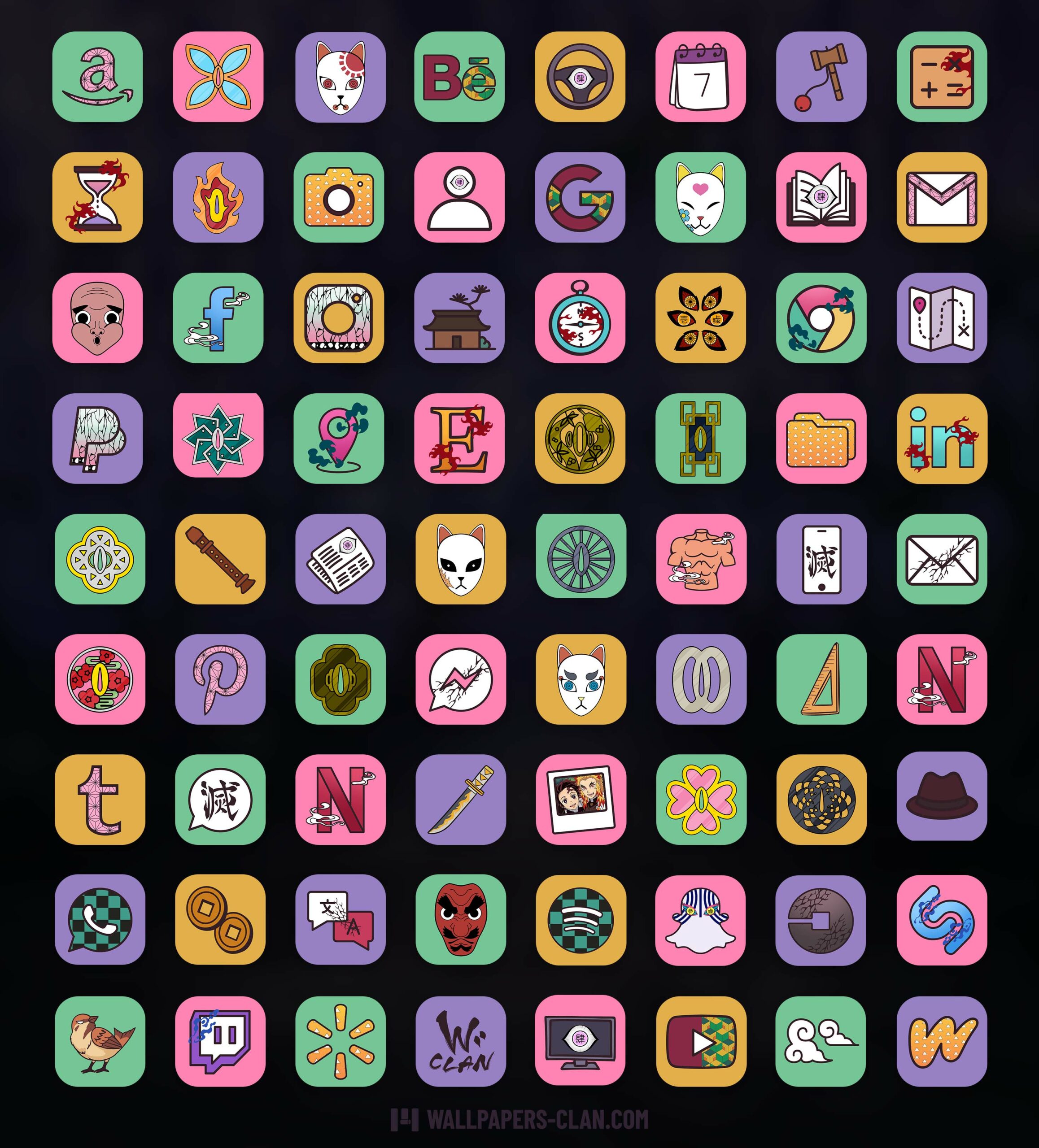 Demon Slayer App Icons ⚔️🌸 | 80+ Free Anime Icons iOS, Android