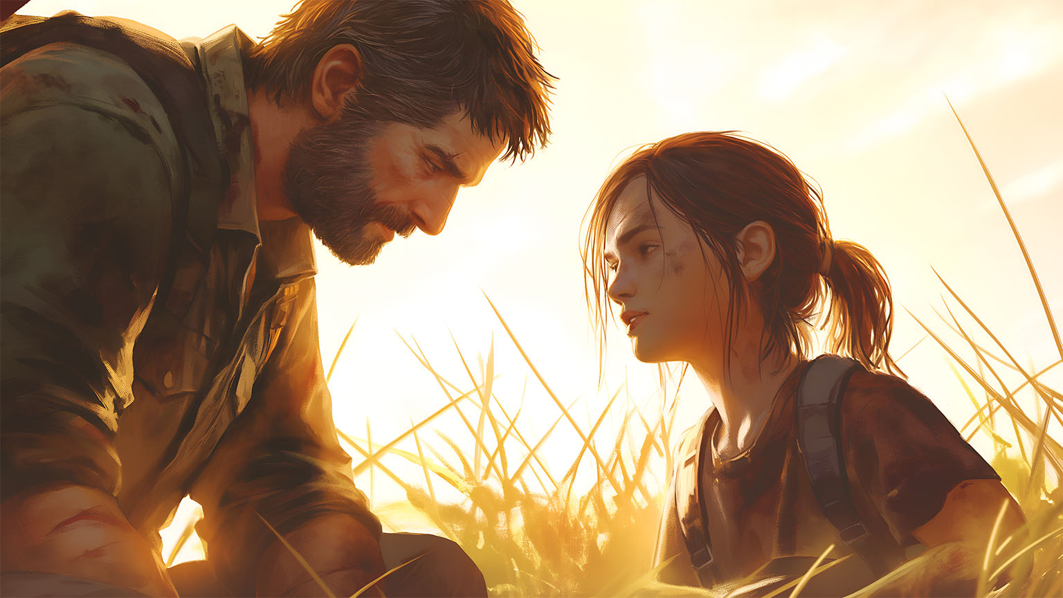 Last of Us Joel Ellie Field Desktop Wallpaper - Download in HD & 4K