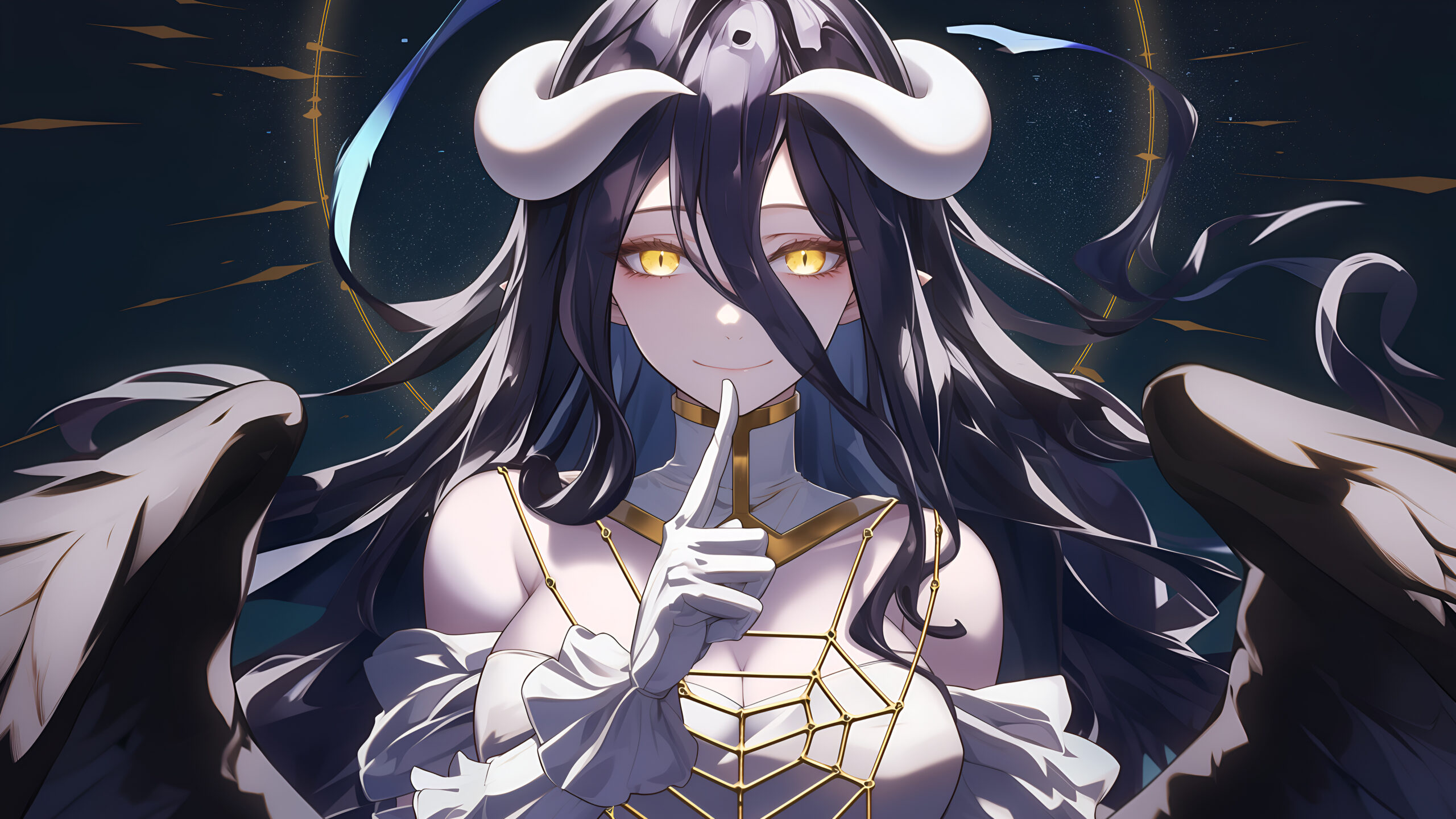 Overlord Albedo Shushing Desktop Wallpaper - Download in 4K