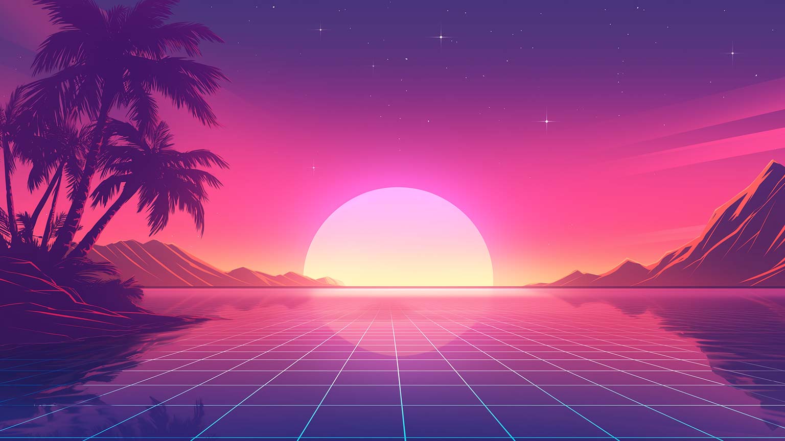 Retro Synthwave Neon Desktop Wallpaper - Synthwave Wallpaper