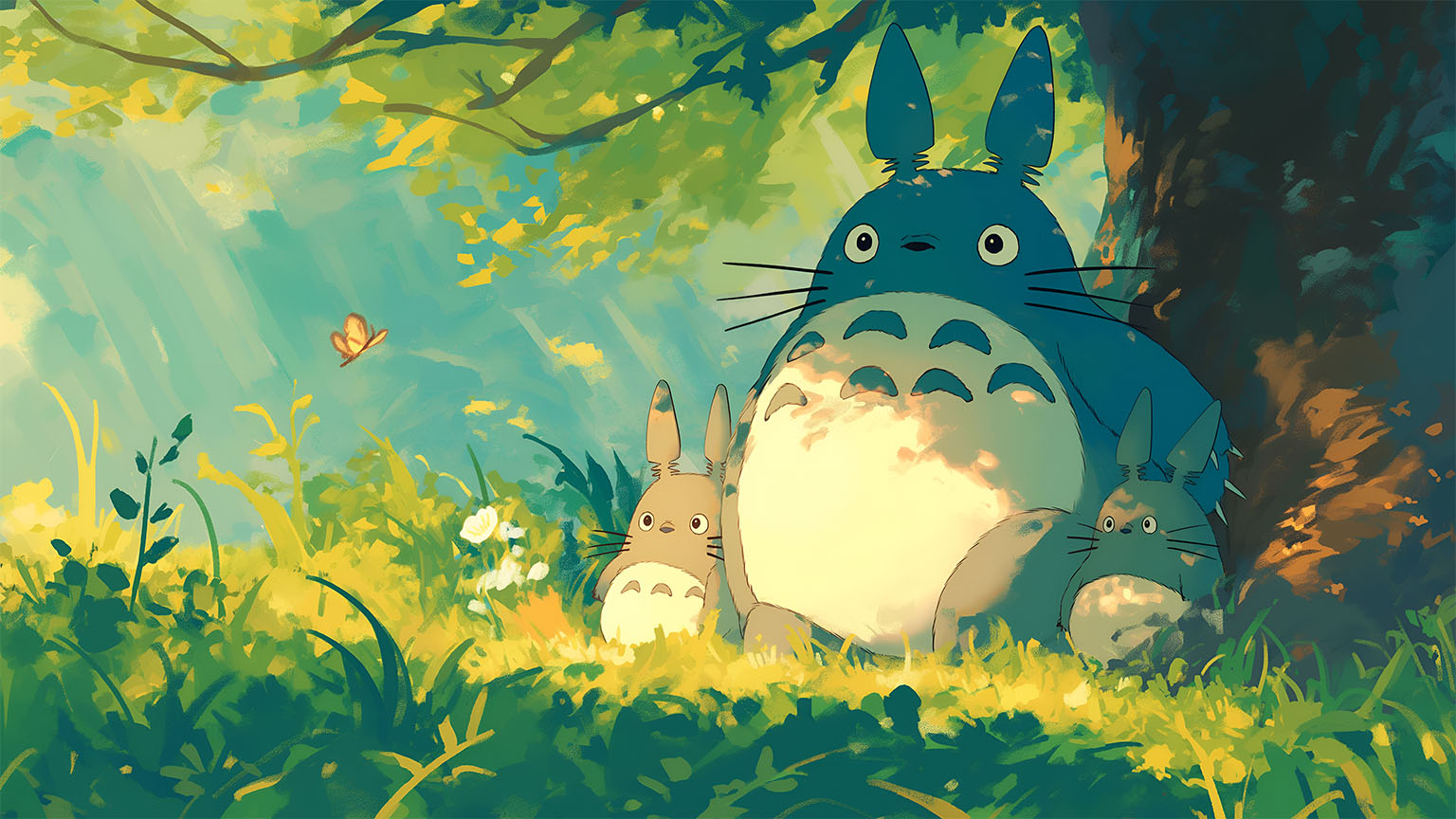 Totoro Family Forest Anime Desktop Wallpaper - Download in 4K