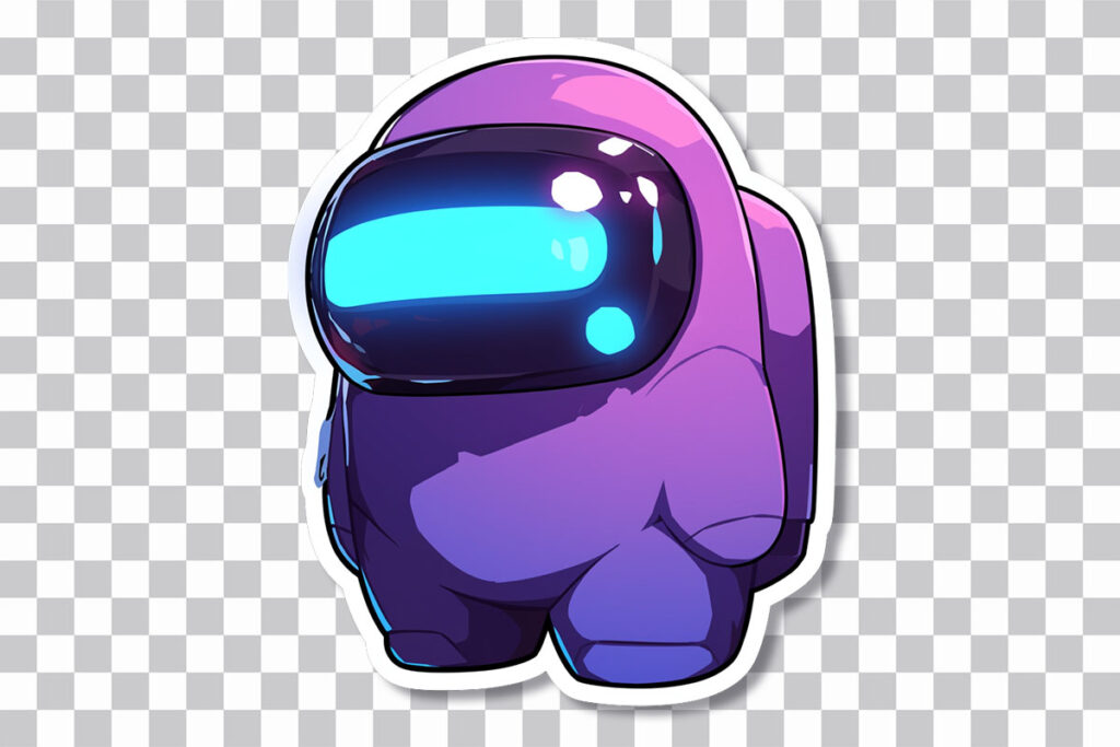 Free Among Us Purple Character Sticker PNG | Cool Game Clipart