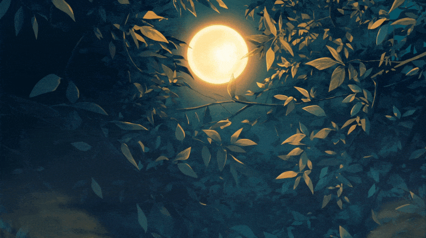 Bright Moon in the Forest GIF Desktop Wallpaper - GIF Wallpaper