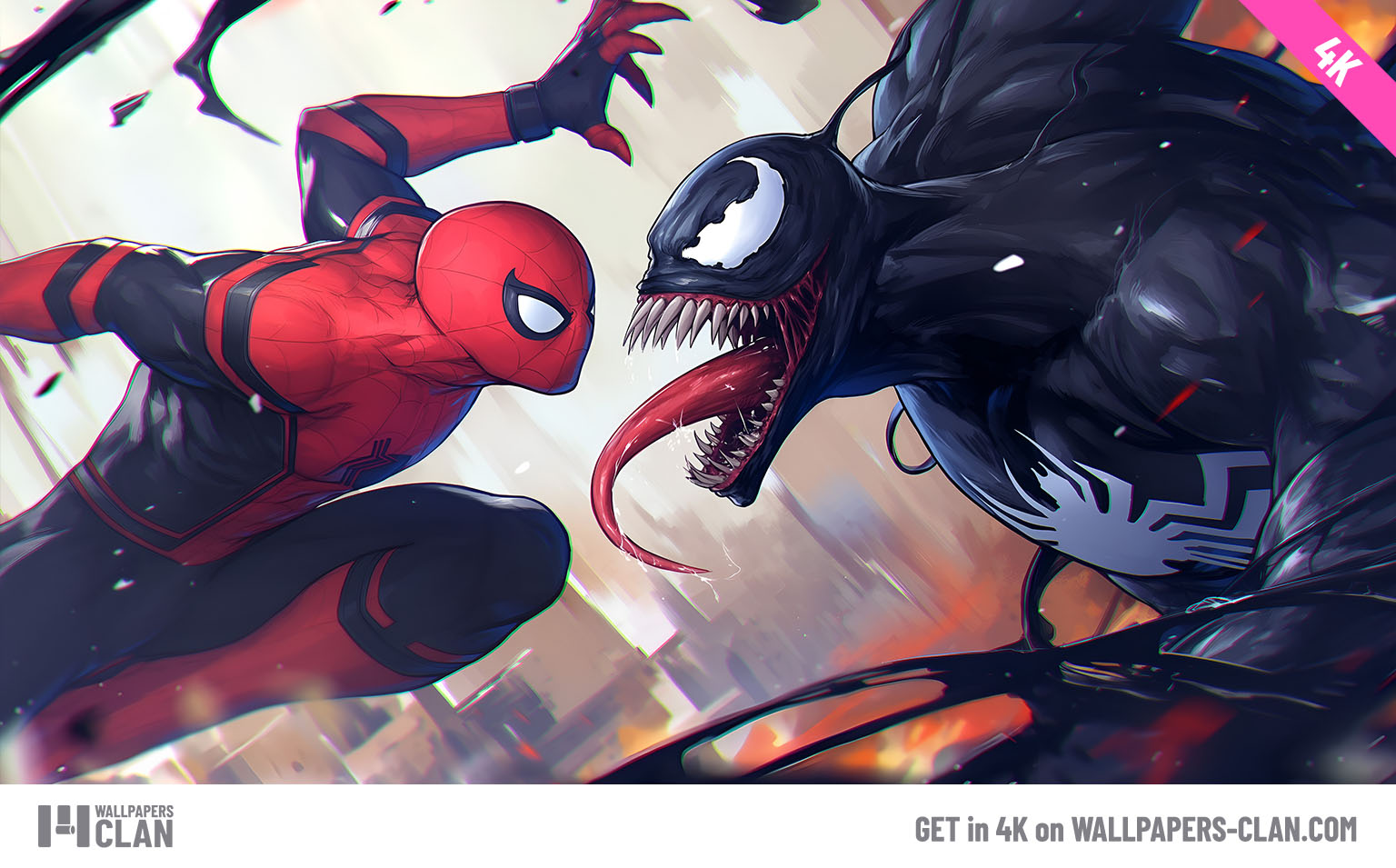 Spiderman vs Venom Battle Desktop Wallpaper - Download in 4K