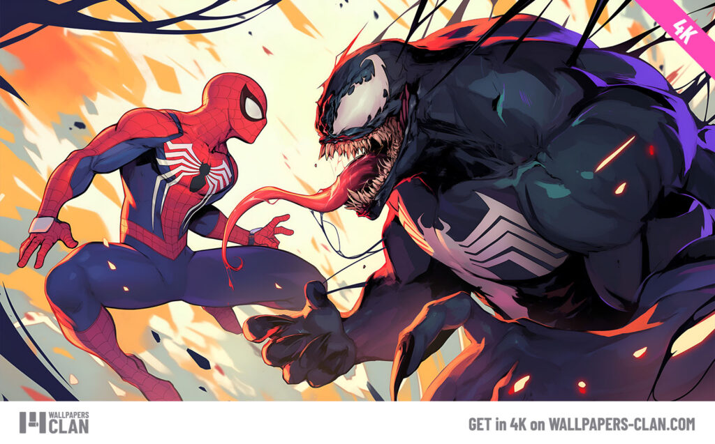 Spider-Man vs Venom Battle Desktop Wallpaper - Download in 4K