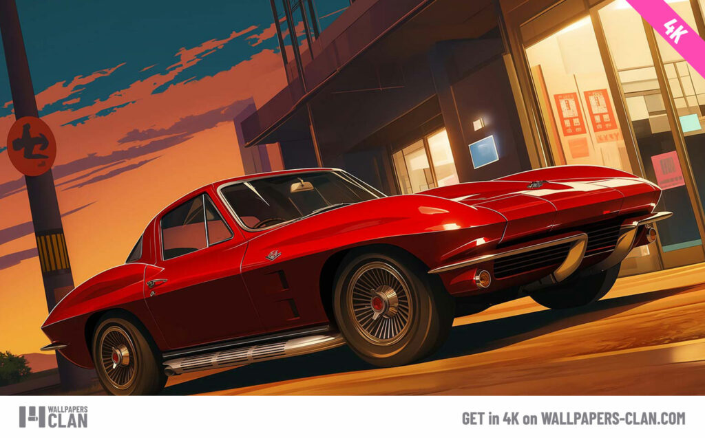 Night Drive in Red Corvette Desktop Wallpaper - Car Wallpaper HD
