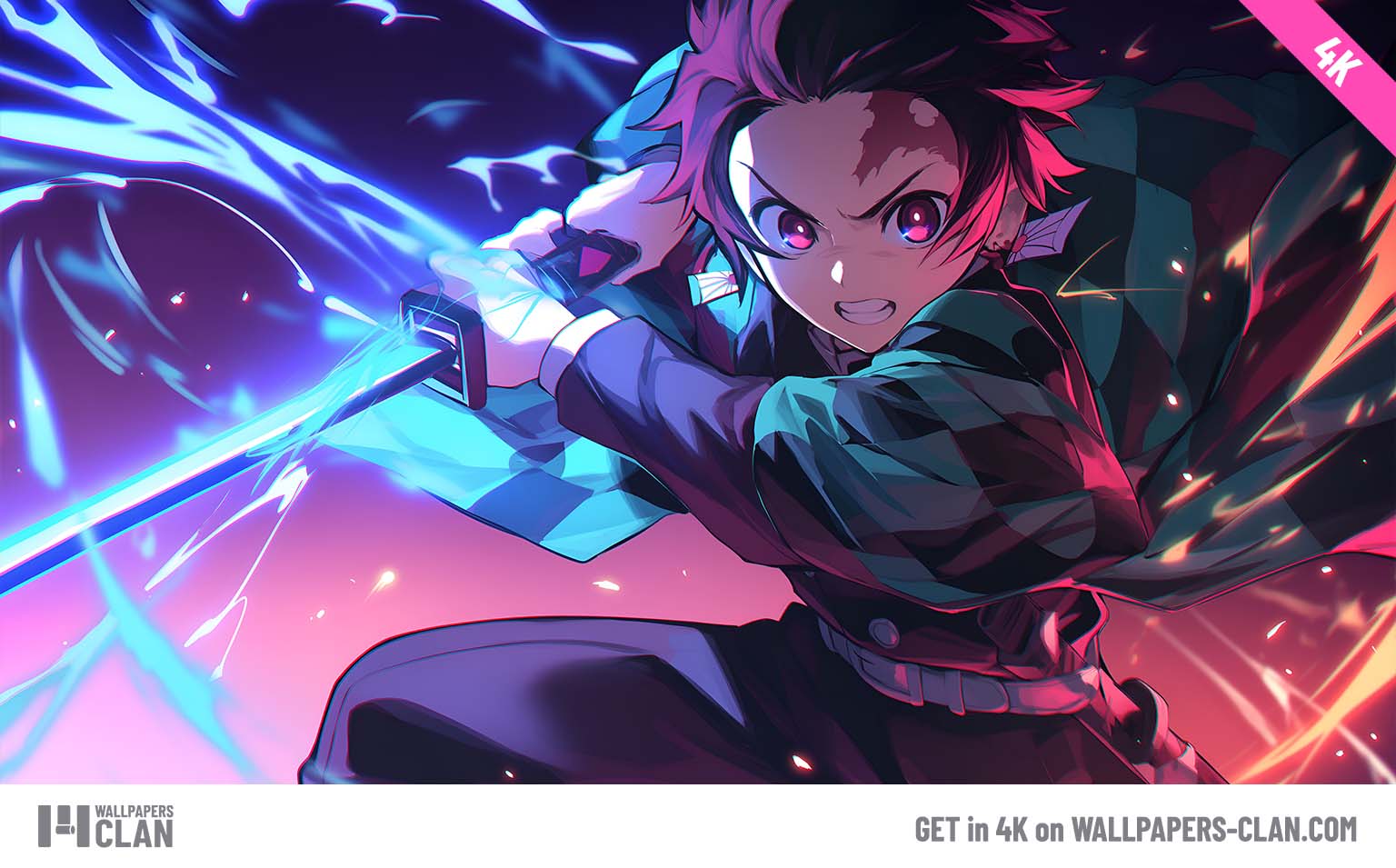 Tanjiro Water and Fire Attack Demon Slayer Wallpaper 4K