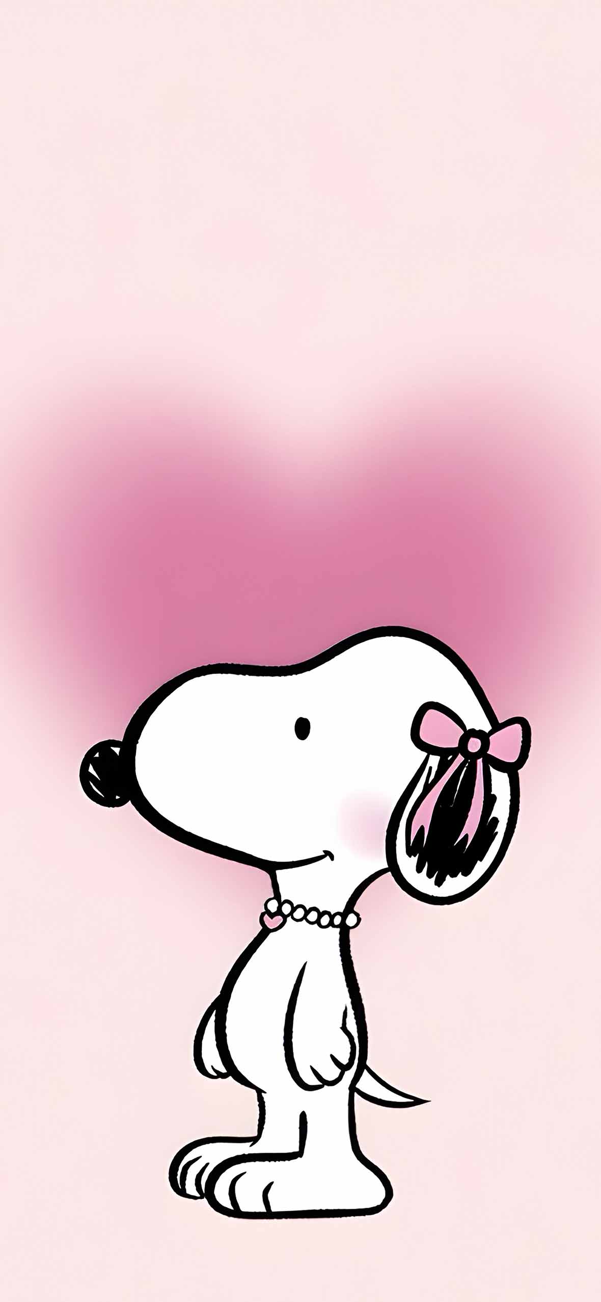 Snoopy Girl Pink Heart Cute Wallpapers - Cartoon Phone Wallpaper