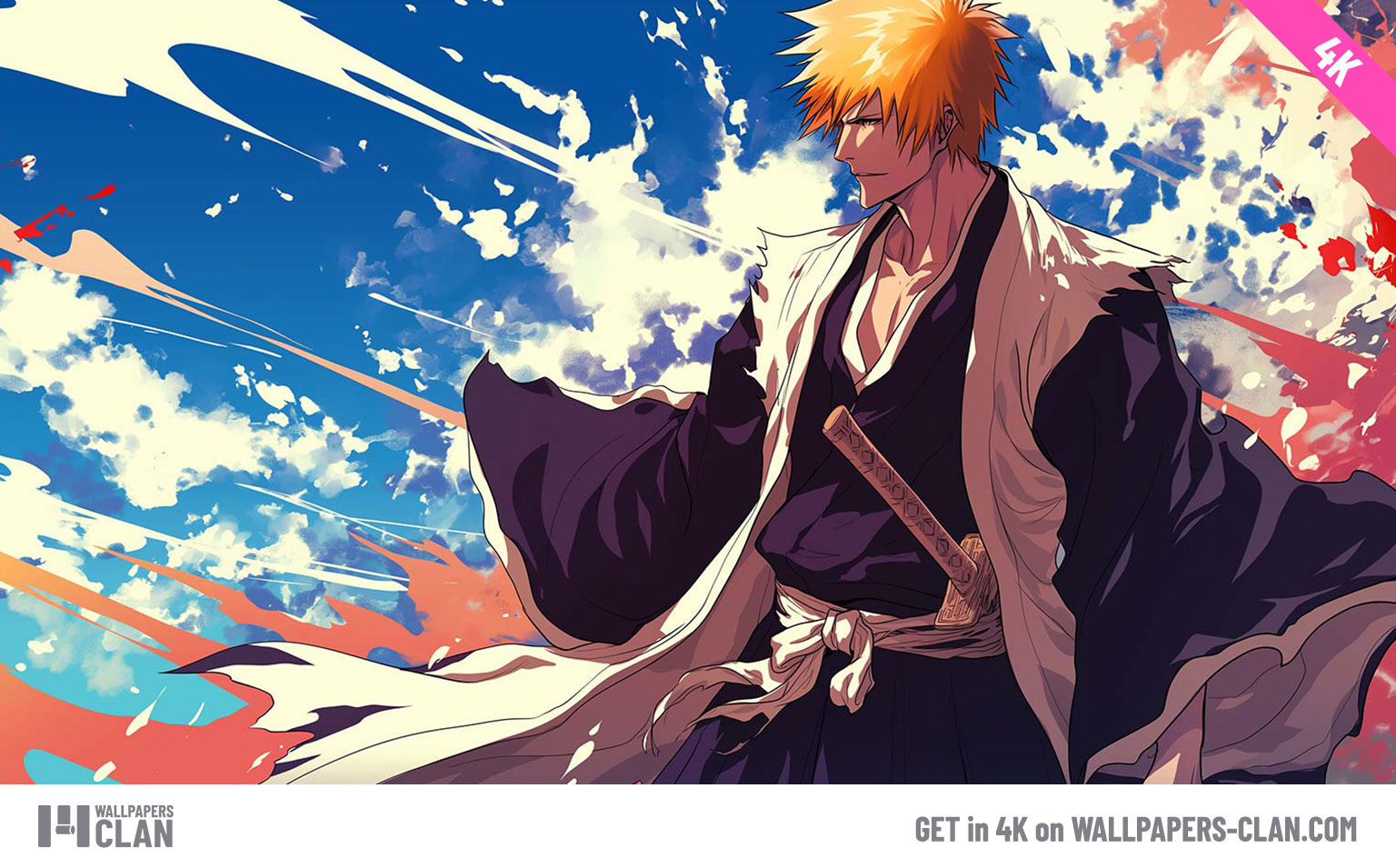 Ichigo Bankai Fiery Sky Desktop Wallpaper - Bleach Wallpaper 4K