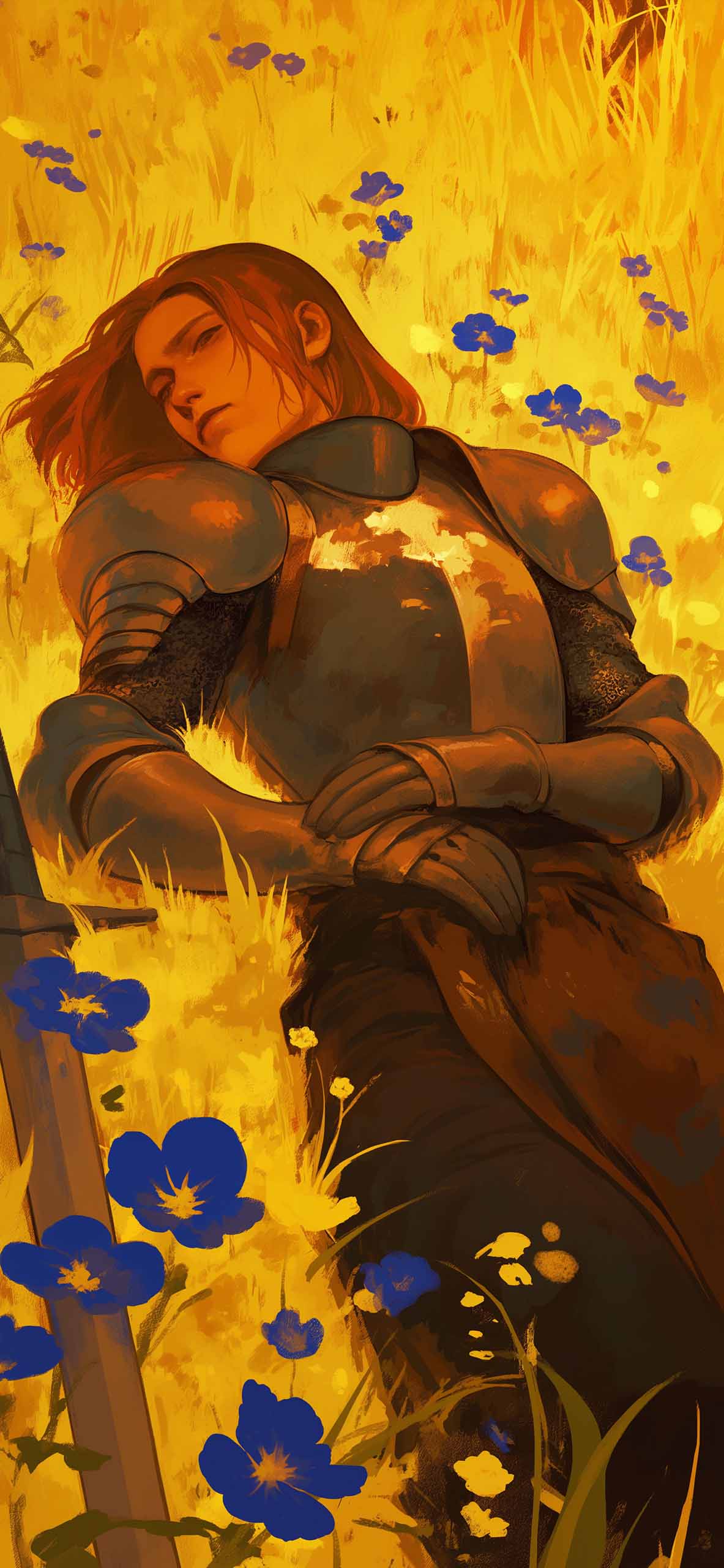 Knight Resting in Golden Field Wallpapers - Free iPhone Wallpapers