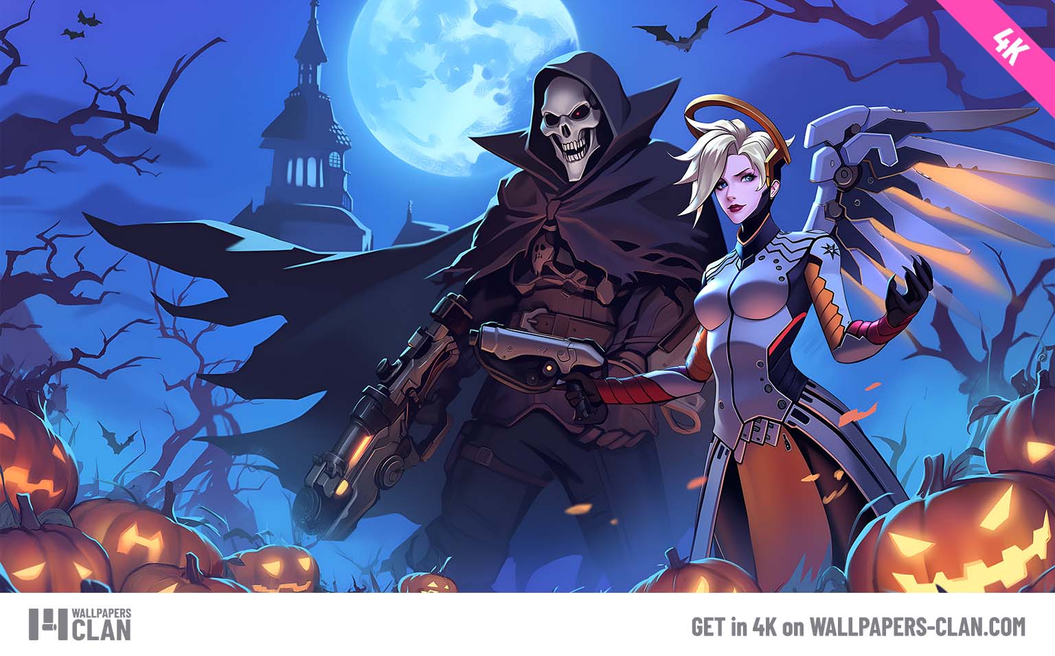 Overwatch Halloween Reaper Mercy Desktop Wallpaper - 4K Vibes
