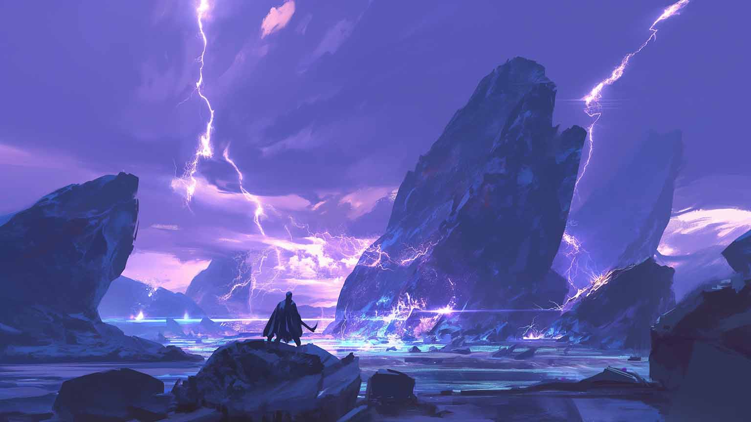Free Fantasy Landscape Storm Magic Desktop Wallpaper in 4K