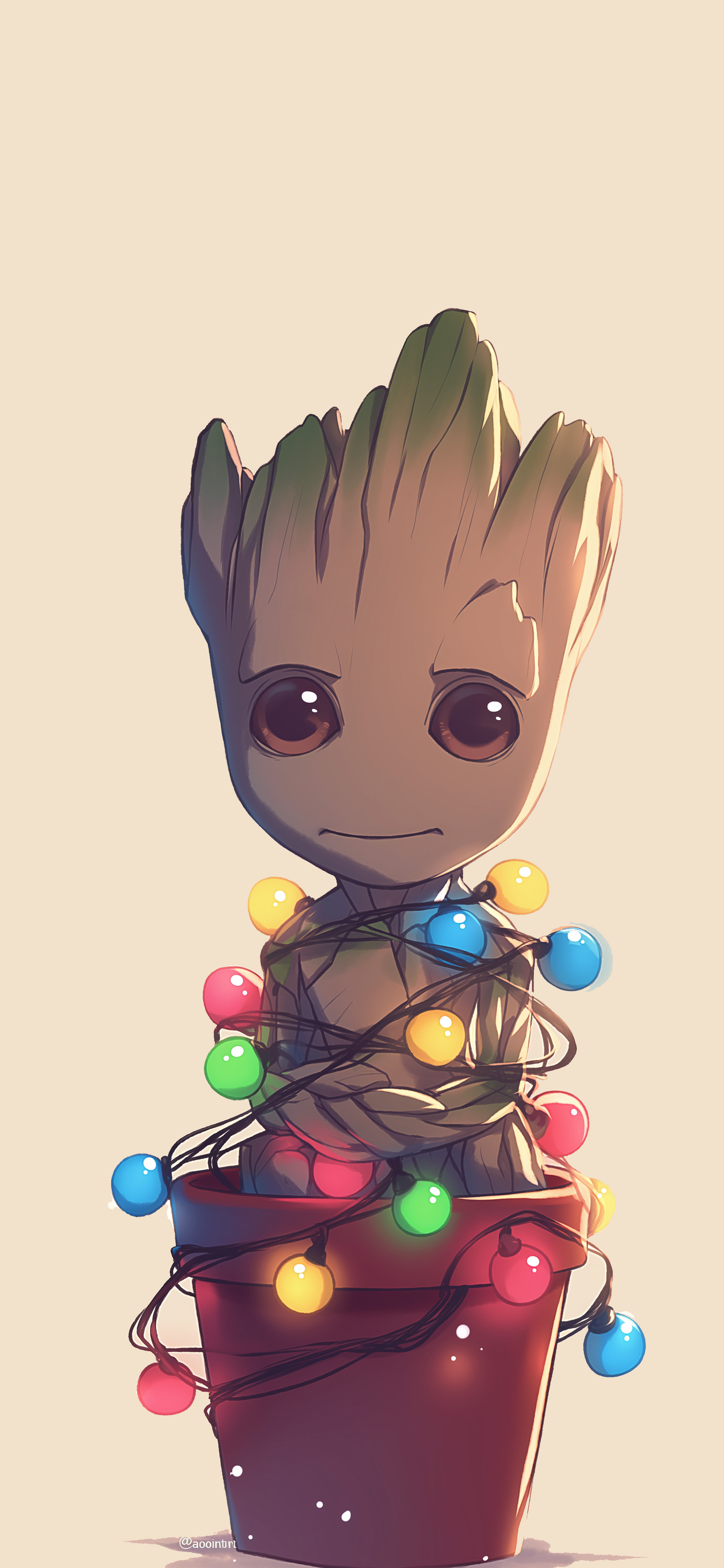 Groot with Christmas Lights Decoration Wallpapers - Wallpapers HD
