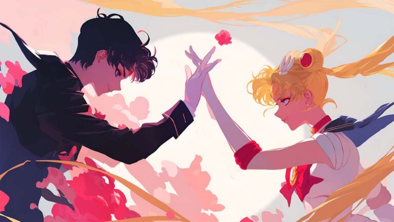 Sailor Moon and Tuxedo Mask Romantic Desktop Wallpaper 4K
