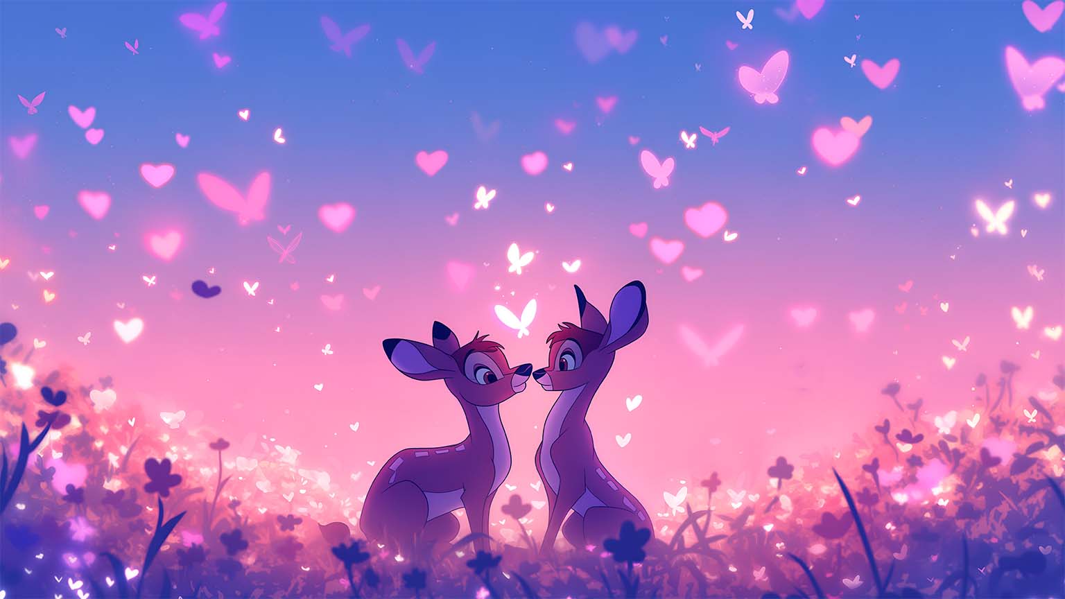 Bambi and Faline Valentines Desktop Wallpaper - Disney Wallpaper
