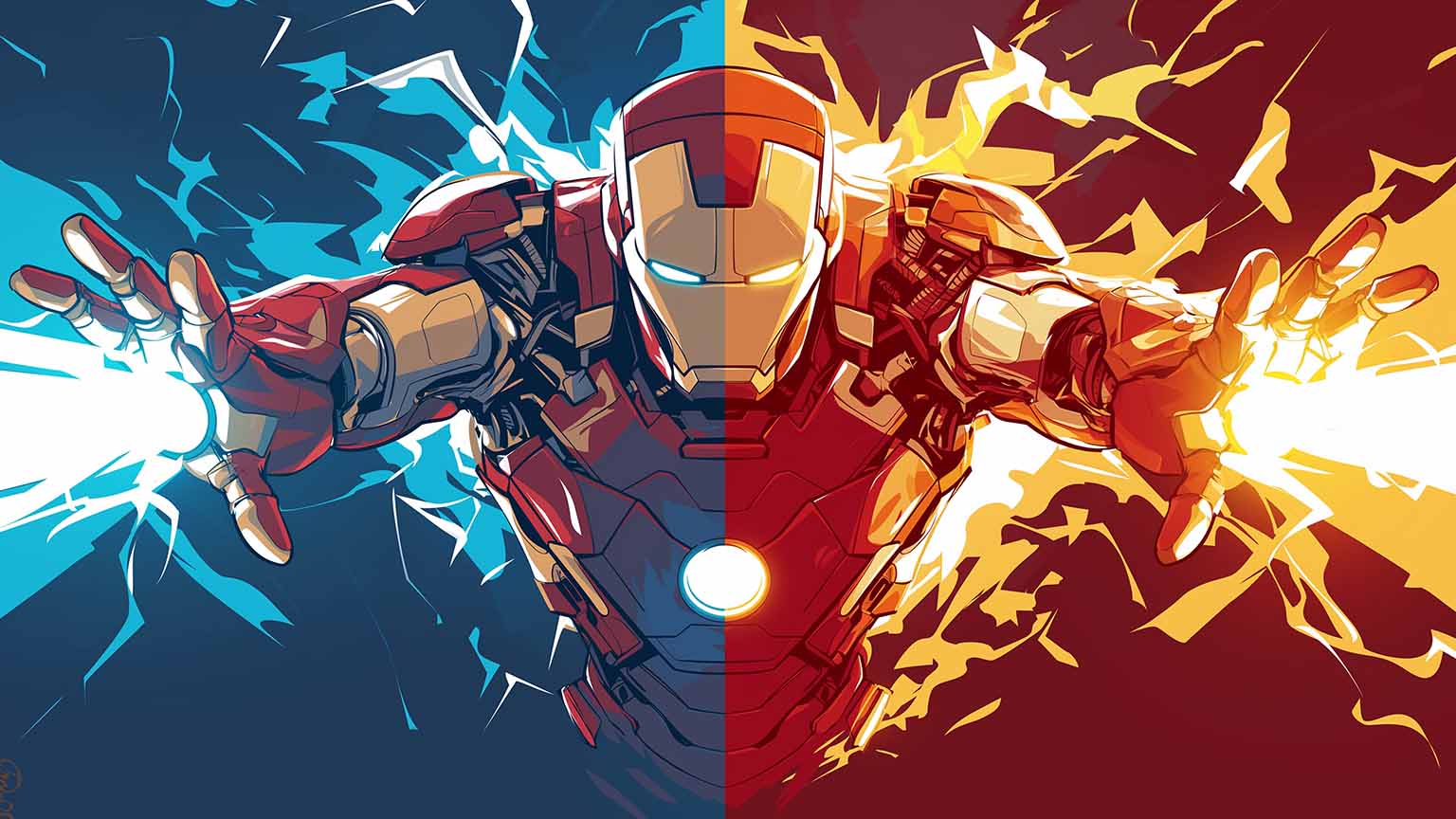 Iron Man Blue and Red Desktop Wallpaper - Iron Man Wallpaper 4K