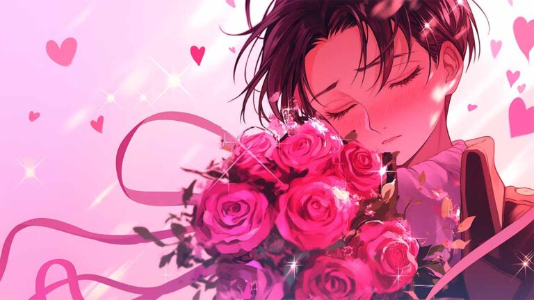 Levi Ackerman Rose Blush Valentine’s Desktop Wallpaper - 4K Vibes