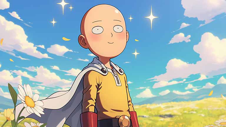 One Punch Man Saitama Cosmic Power Desktop Wallpaper