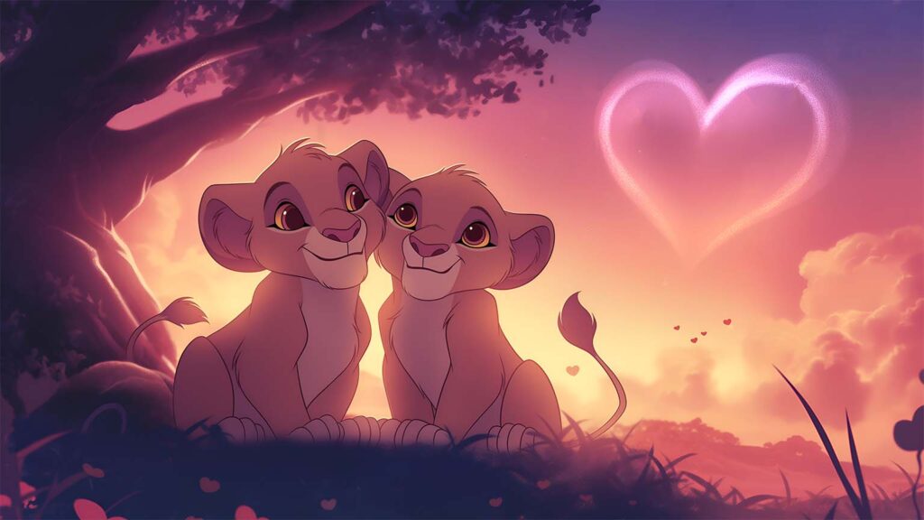 Simba and Nala Lion King Valentines Desktop Wallpaper - 4K Vibes