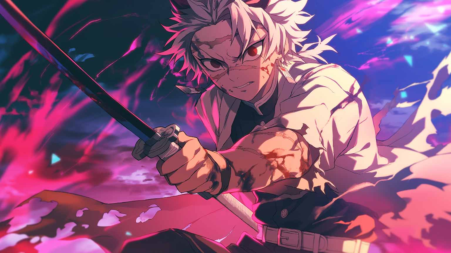 Demon Slayer Sanemi Furious Desktop Wallpaper - KNY Wallpaper