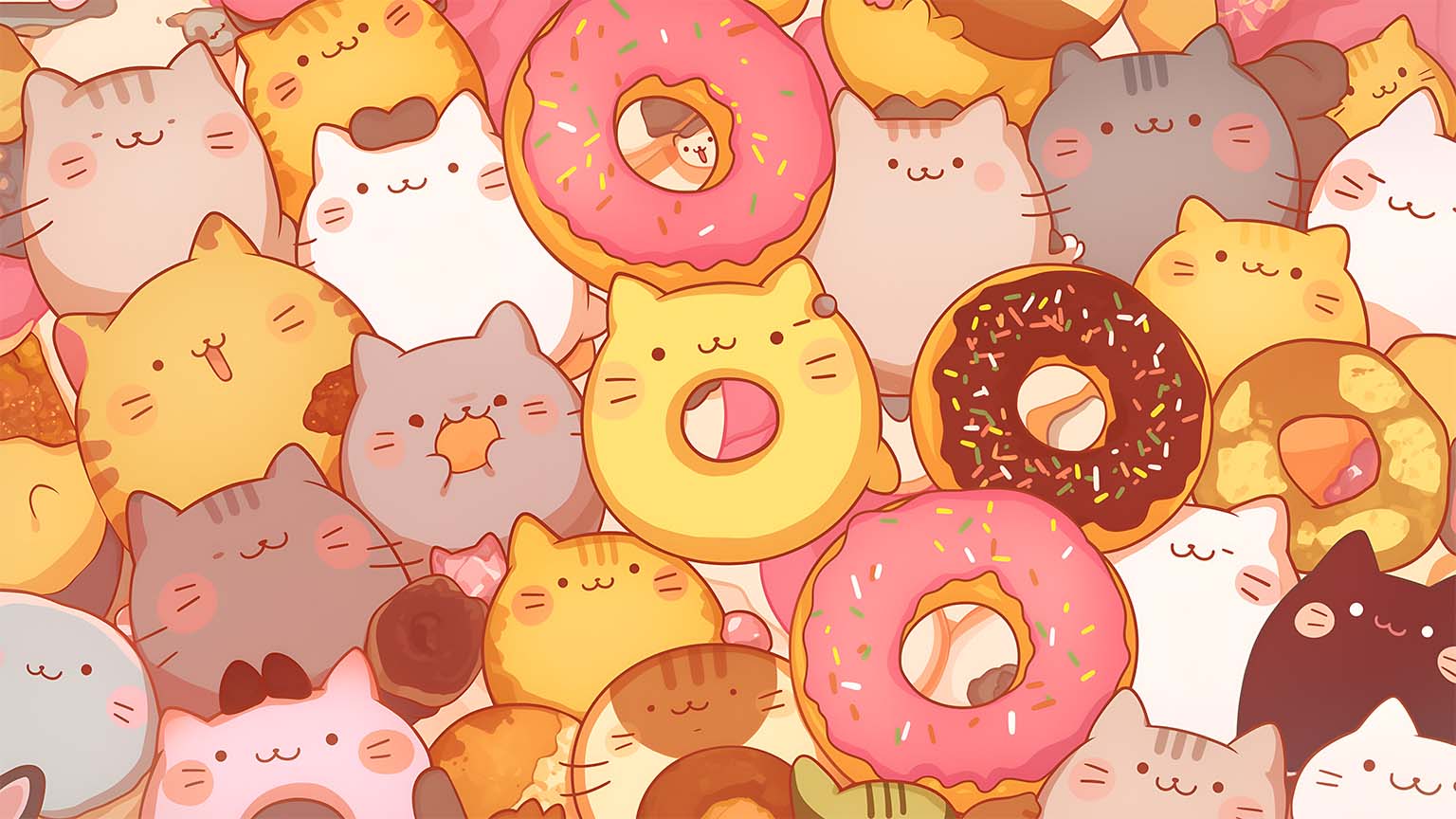 Donut Cats Funny PC Wallpaper 4K - Donut Cats Wallpaper 4K