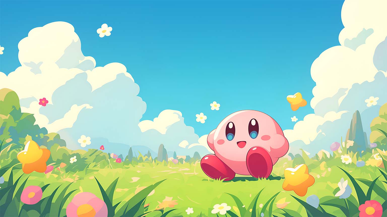 Kirby Cute Pastel Landscape Desktop Wallpaper - 4K Wallpapers