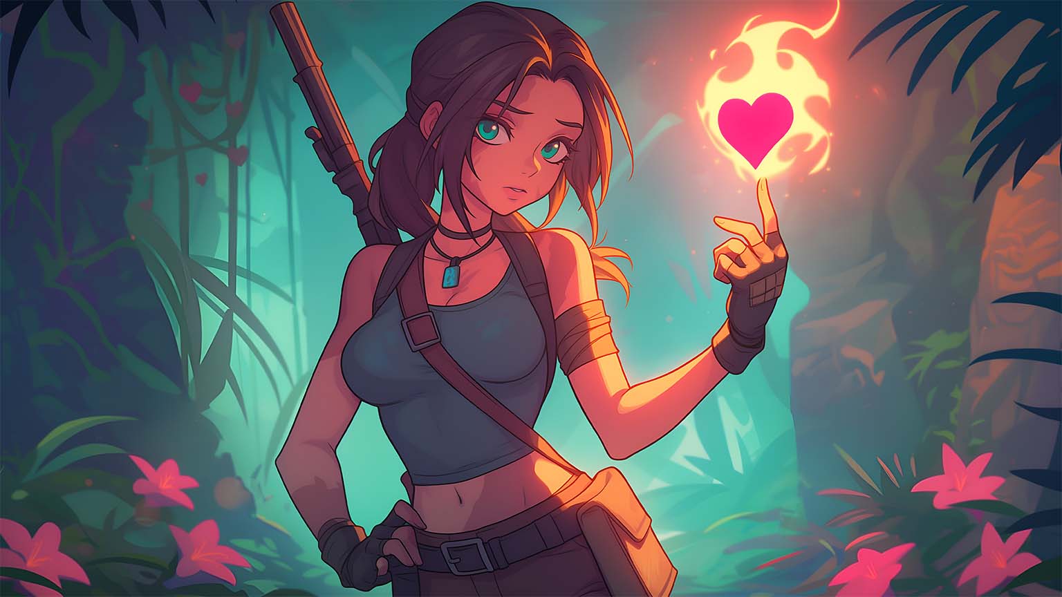 Lara Croft Tomb Raider Cute Valentines Desktop Wallpaper 4K