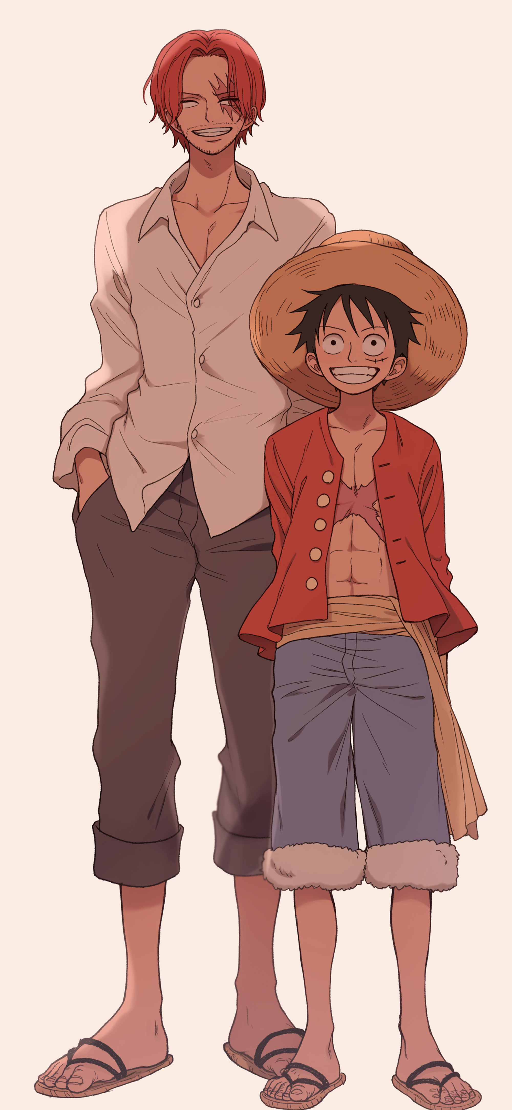 Monkey D Luffy & Shanks Art Style Wallpapers - Pirates Wallpapers