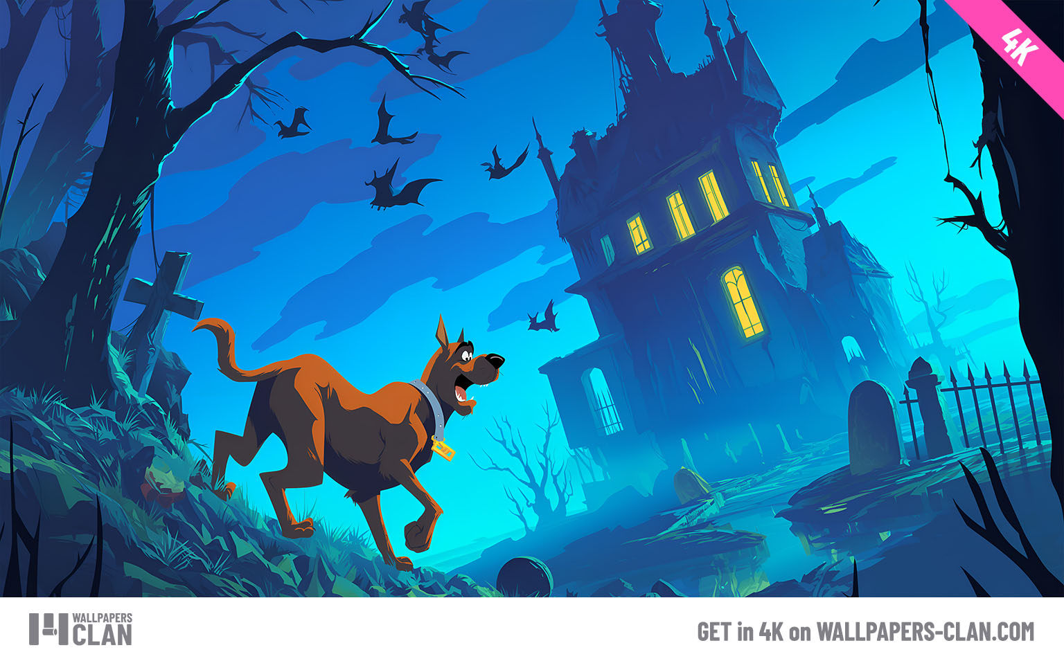 Free Scooby-Doo Scary Night House Desktop Wallpaper 4K