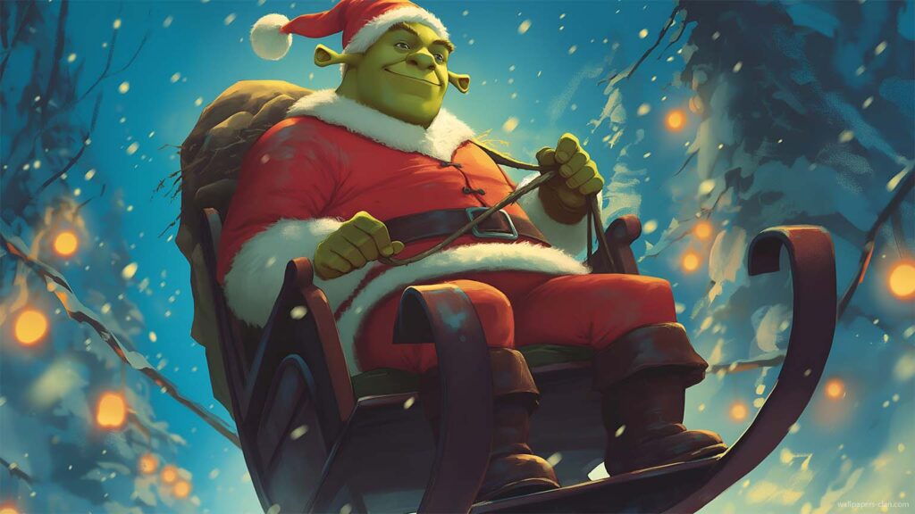 Shrek Christmas Santa Sleigh Desktop Wallpaper - Shrek Wallpaper