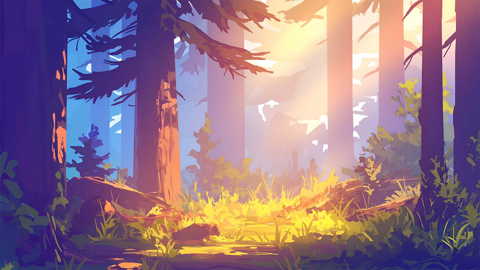 Sunlit Forest Path Peaceful Scene Desktop Wallpaper - Nature 4K