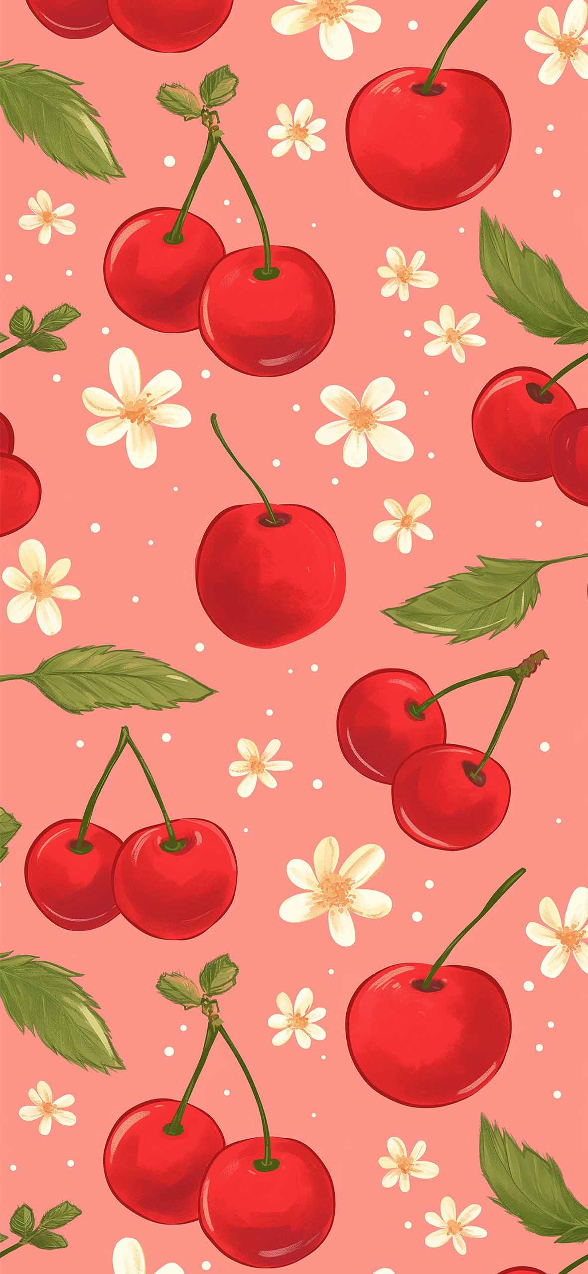 Cute Cherry Pattern Pink Wallpapers - Unique iPhone Wallpapers
