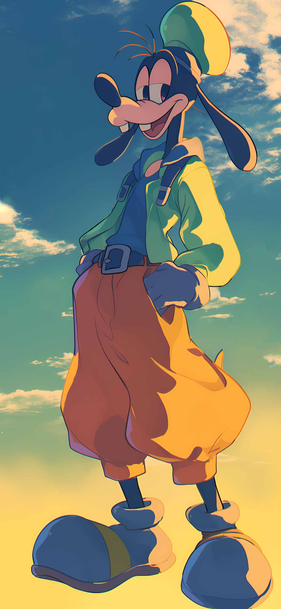 Goofy Day and Night Cartoon Tap to Switch Wallpapers iPhone HD