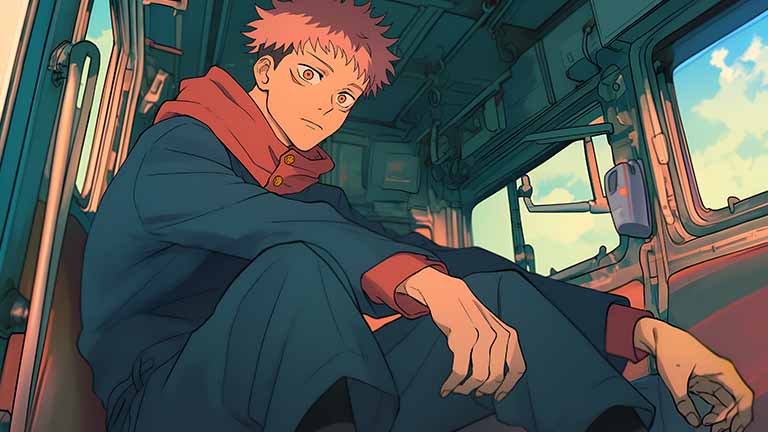 Jujutsu Kaisen Yuji Itadori Pensive Mood Desktop Wallpaper 4K