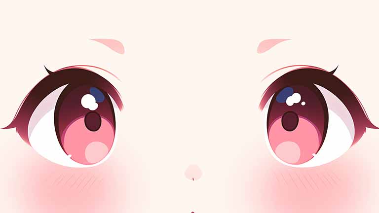 Anime Pink Eyes Close-Up Desktop Wallpaper - Anime Wallpaper