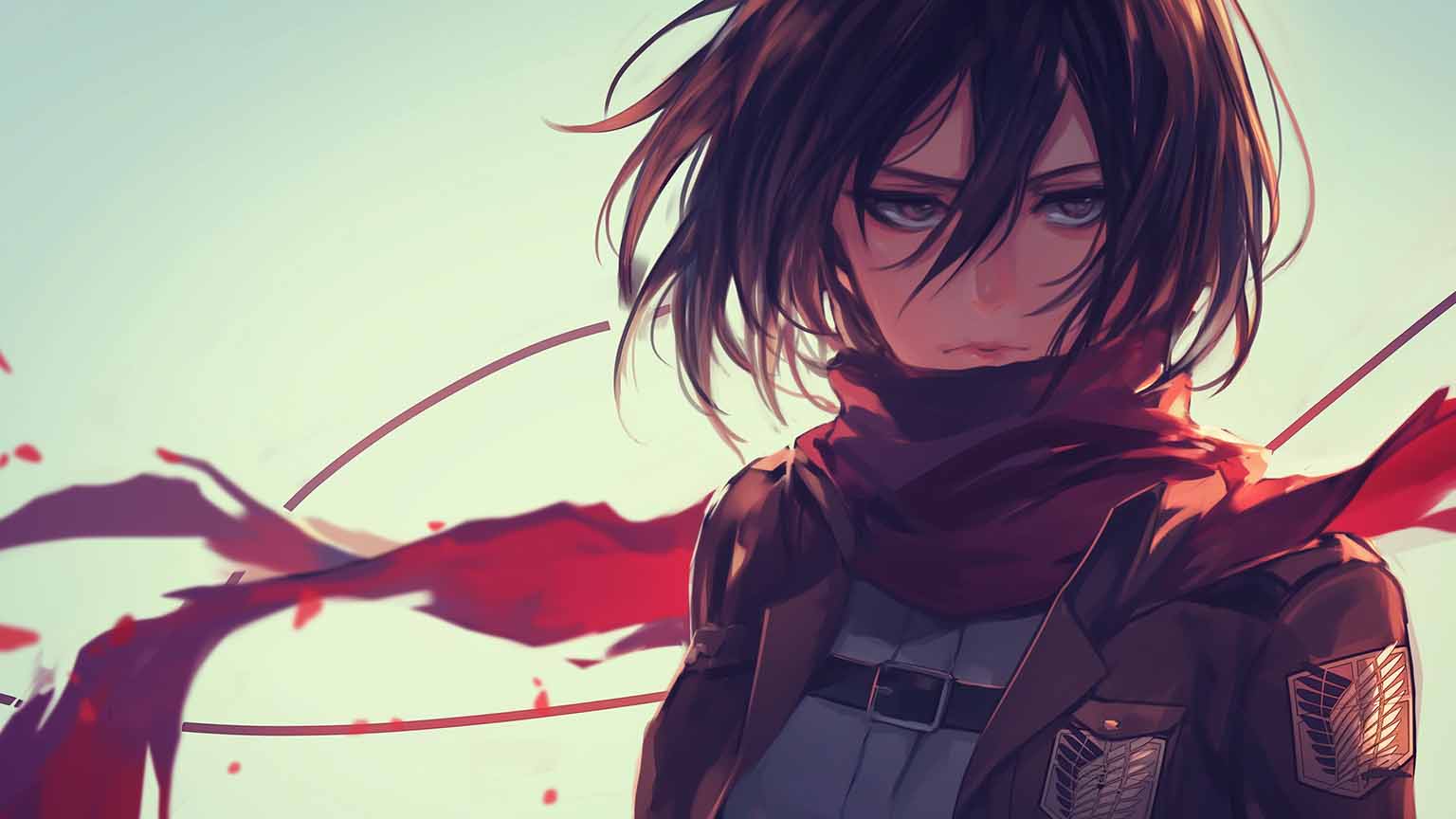 Attack on Titan Mikasa Ackerman Stoic Glare Desktop Wallpaper