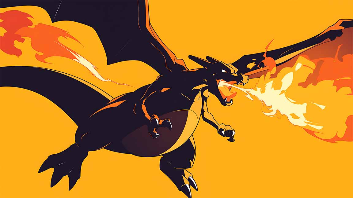 Charizard Yellow Flame Breath Bold Style Desktop Wallpaper 4K