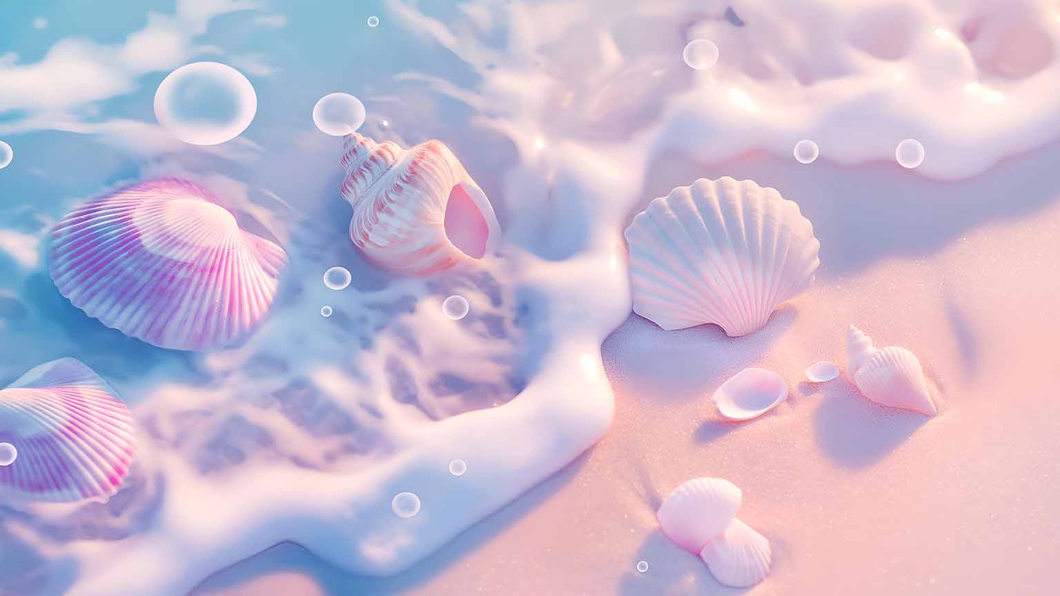Free Colorful Seashells Turquoise Water Desktop Wallpaper 4K